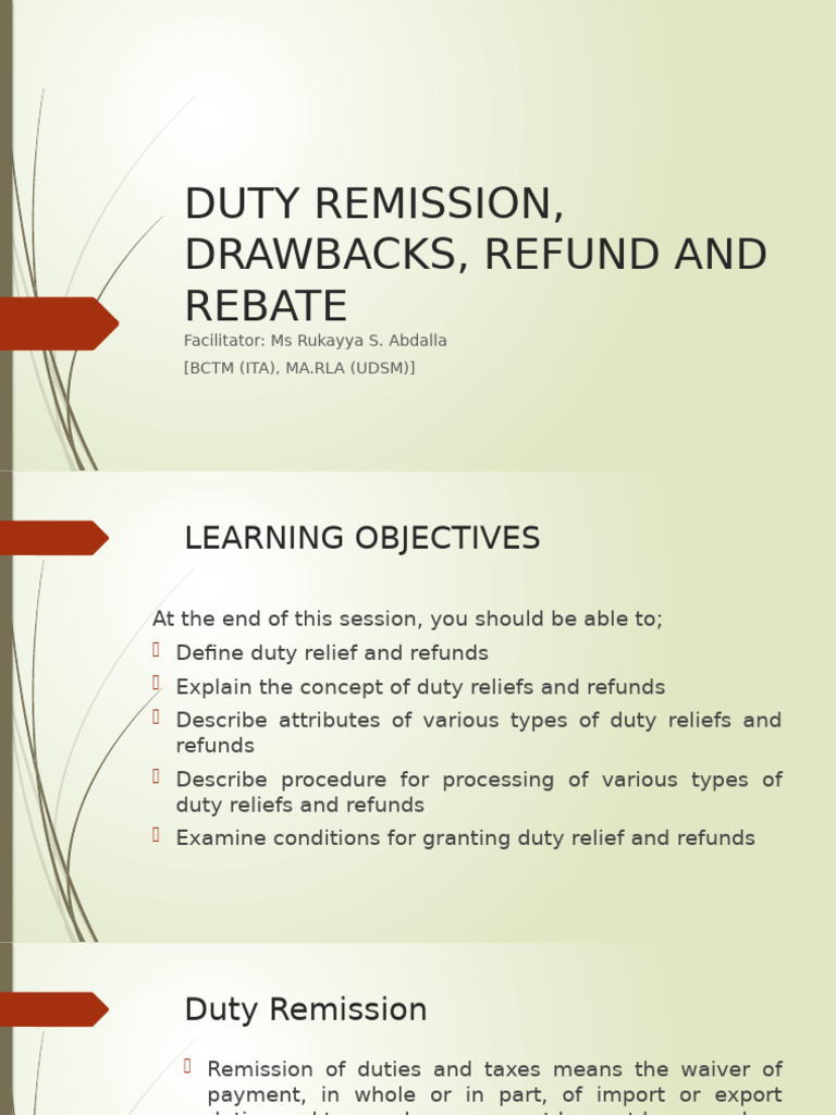 Duty Remission and Drawback Procedures | PDF | Taxes | Goods
