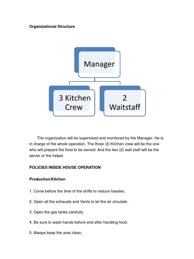 Kitchen Staff Organizational Structure | PDF | Wellness
