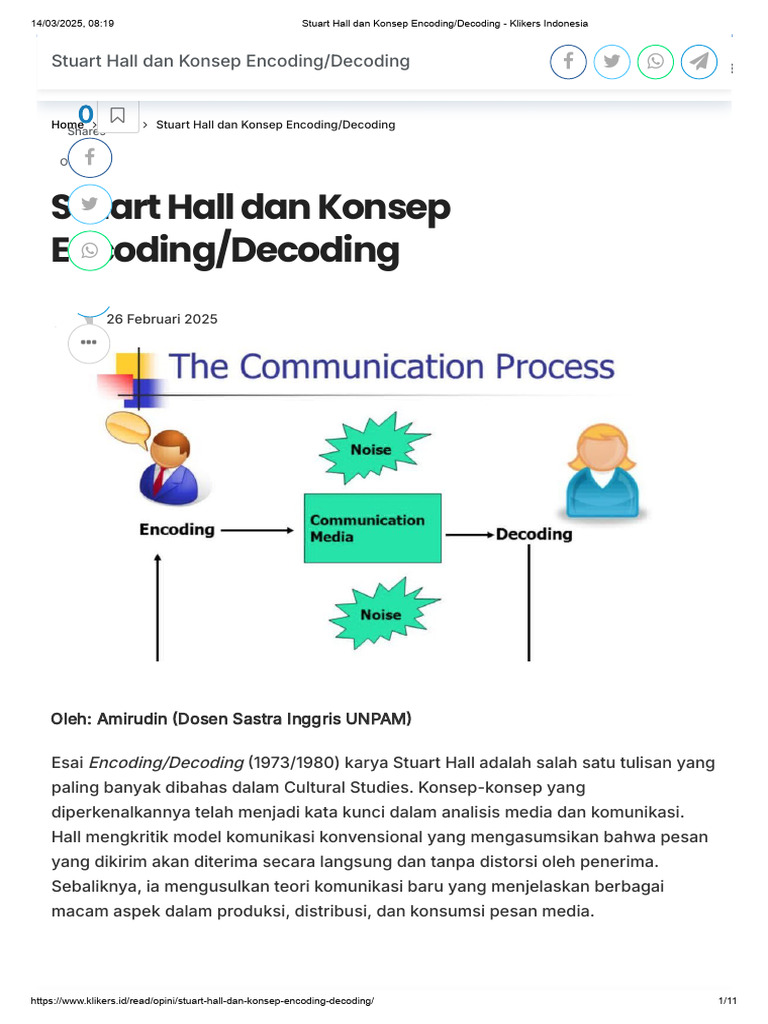 Stuart Hall Dan Konsep Encoding - Decoding - Klikers Indonesia-1-4 | PDF