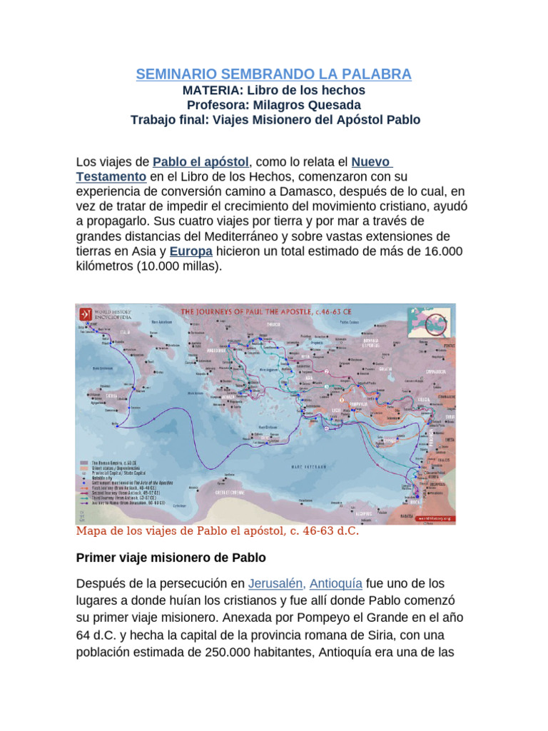 Viajes Misioneros del Apóstol Pablo | PDF | Pablo el apóstol | Bernabé