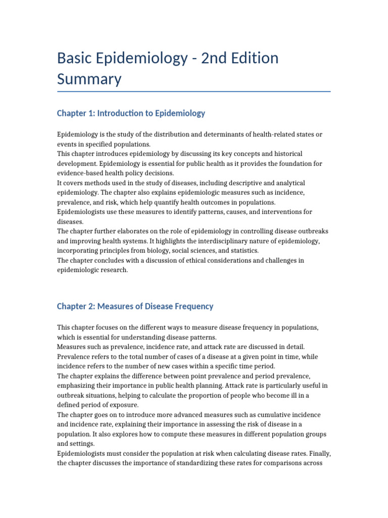 Basic Epidemiology Summary | PDF | Epidemiology | Cohort Study