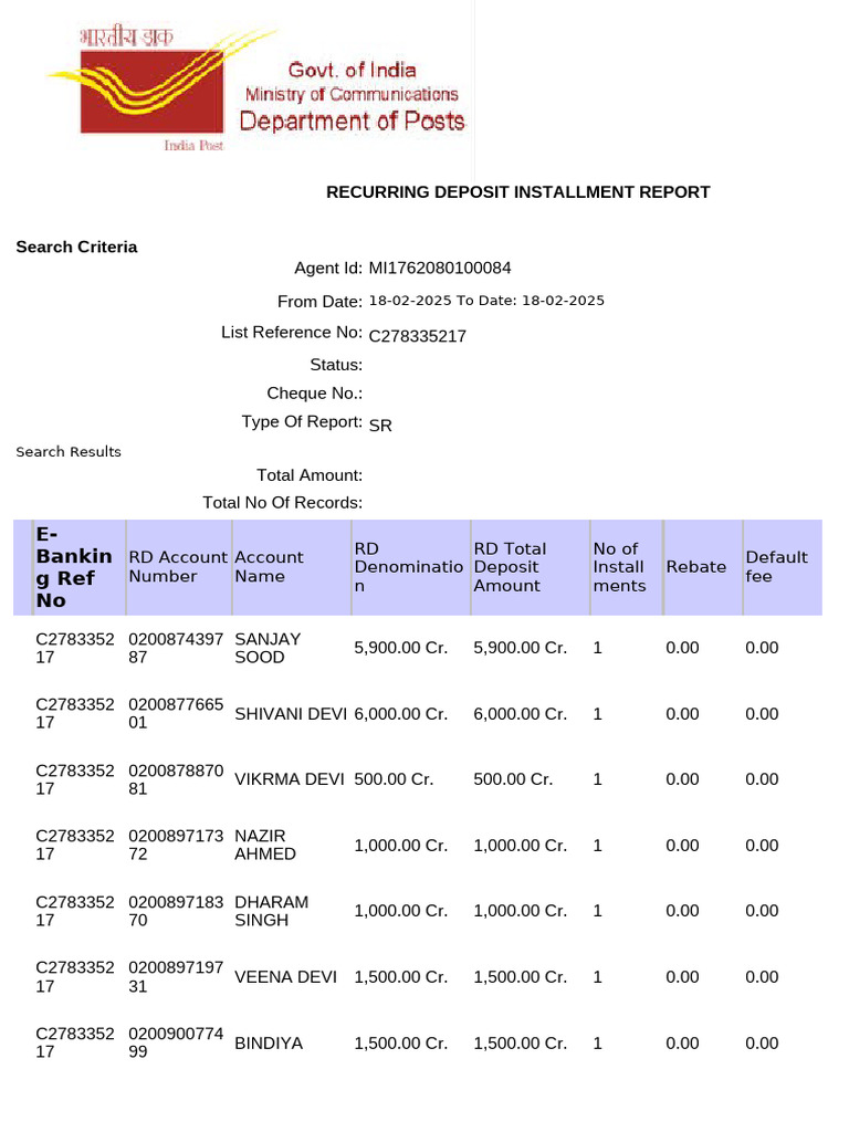 Recurring Deposit Installment Summary | PDF
