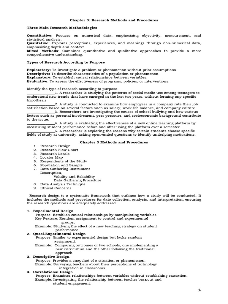 Chapter 3 Research Methods and Procedure | PDF | Methodology | Sampling ...