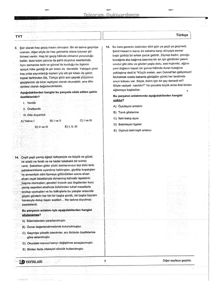 Cozum 3D TYT Turkce 10 Lu Simulasyon Denemeleri Pages 2 | PDF