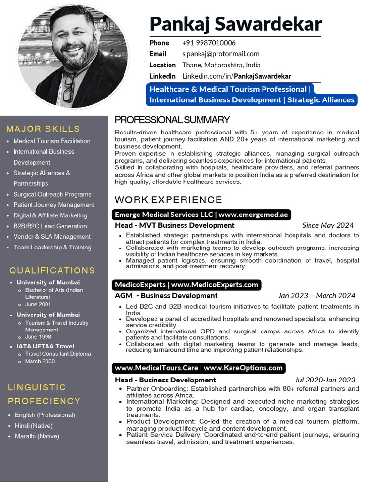 CV - I - Pankaj Sawardekar - Healthcare | PDF | Health Care | Business