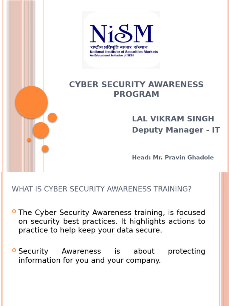 Cyber Secutiy Awareness Program Presentation | PDF | Password ...