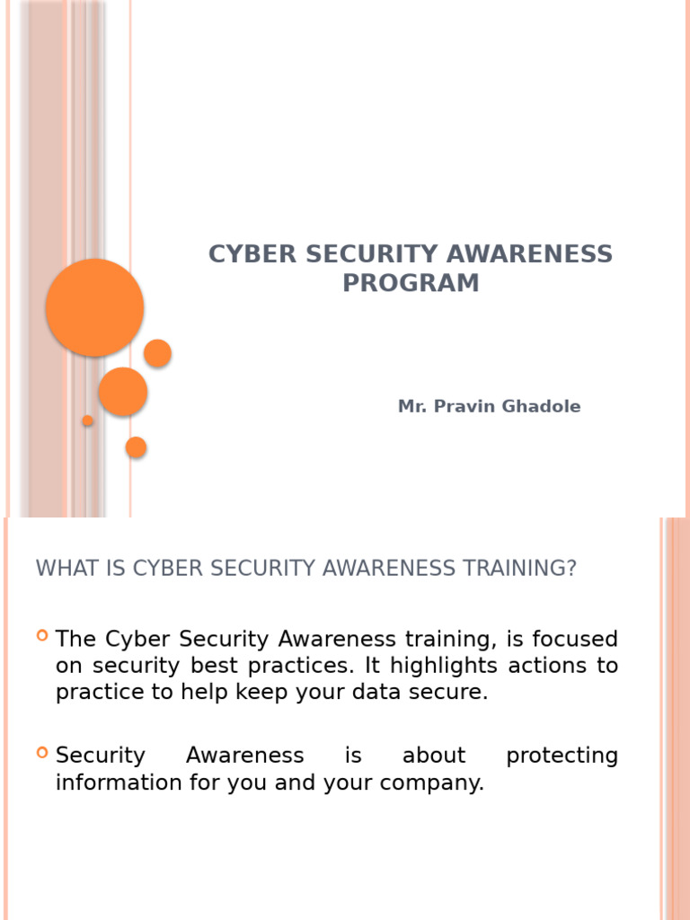 Cyber Secutiy Awareness Program Presentation | PDF | Password | Security