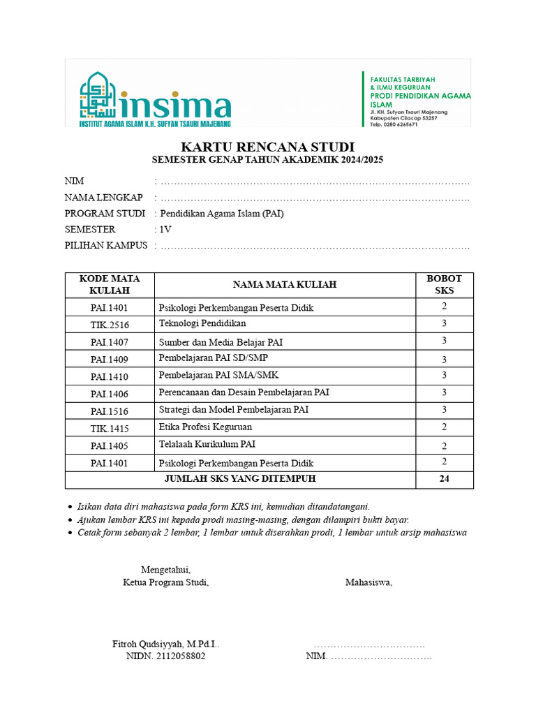 KRS SMT 4 Pai Ta 2024-2025 | PDF
