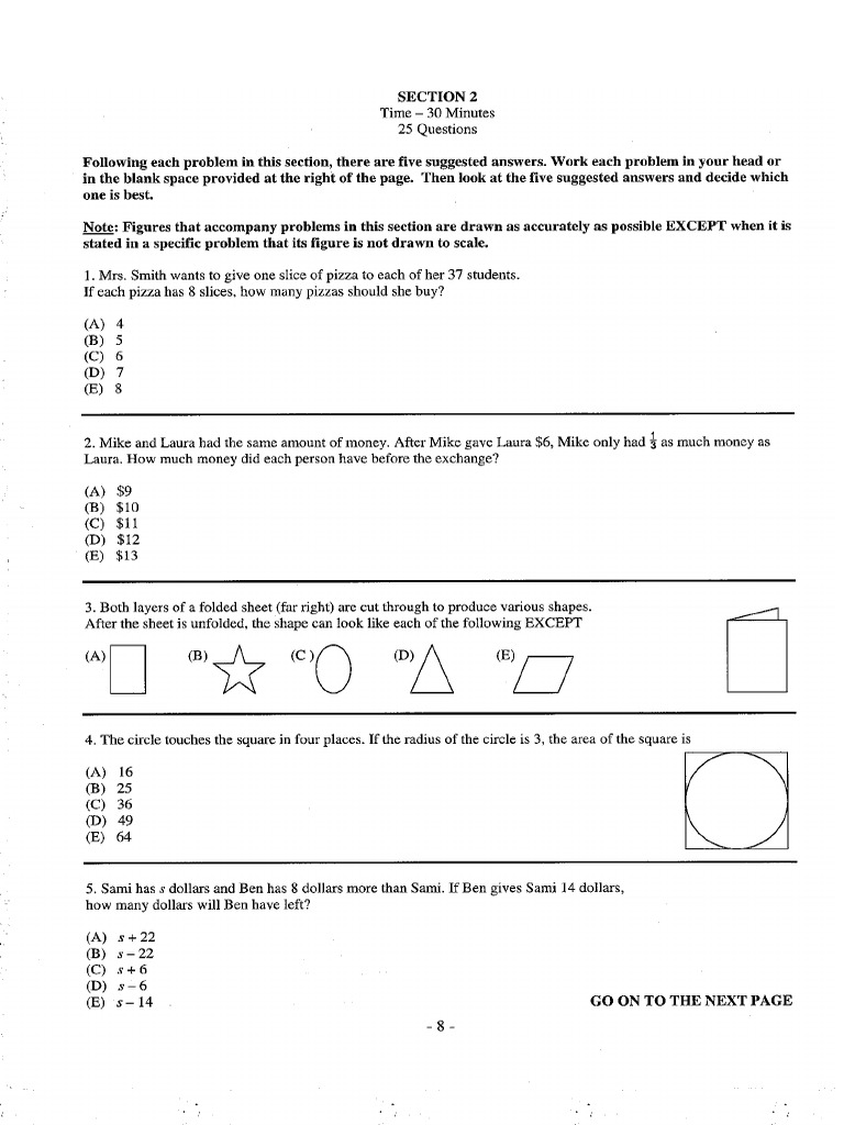 SSAT Practice Test 1 | PDF