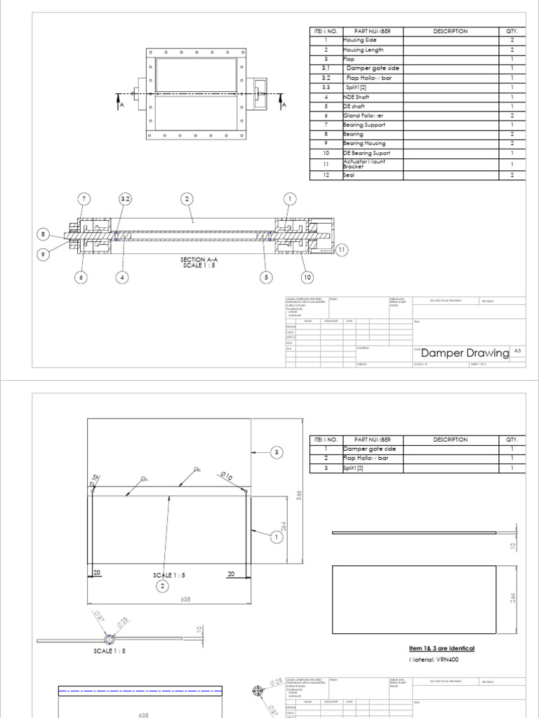 Damper Drawing and Specifications | PDF | Mechanical Engineering ...