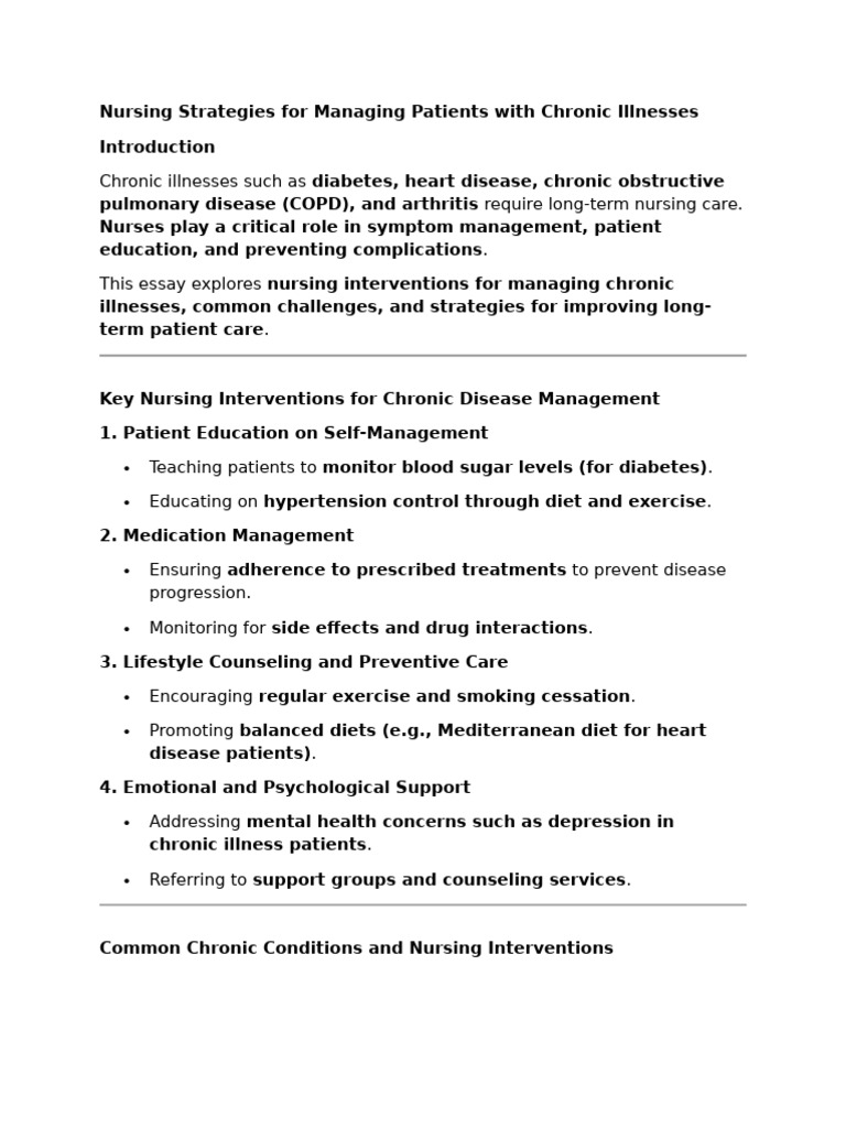 Nursing Strategies for Chronic Illness Care | PDF | Chronic Condition ...