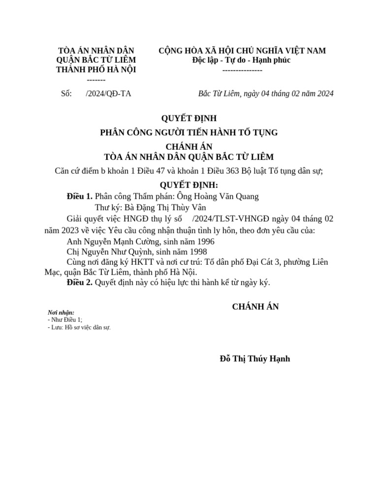 Phân công TP -VDS | PDF