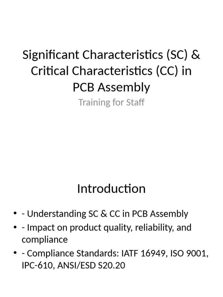 SC & CC in PCB Assembly Training | PDF