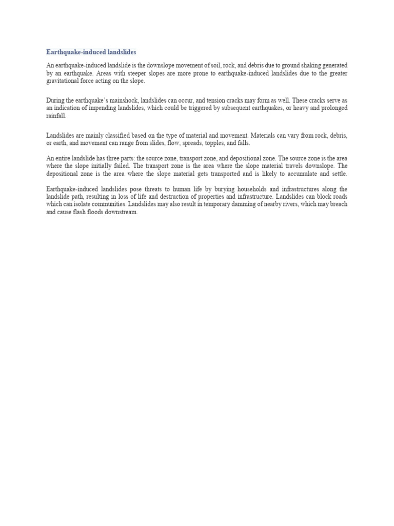 An Earthquake-Induced Landslide | PDF