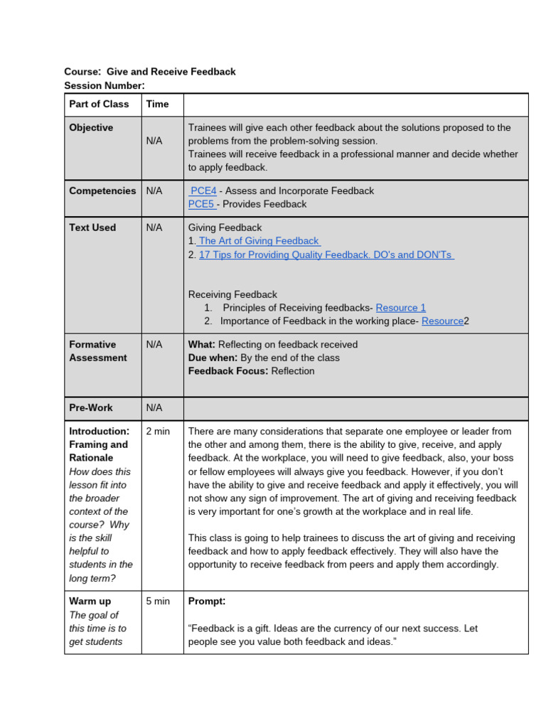 LP 8 - Giving & Receiving Feedback | PDF | Psychological Concepts ...