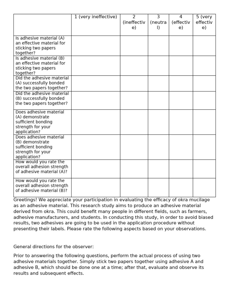 Survey Form (Research G 2) | PDF