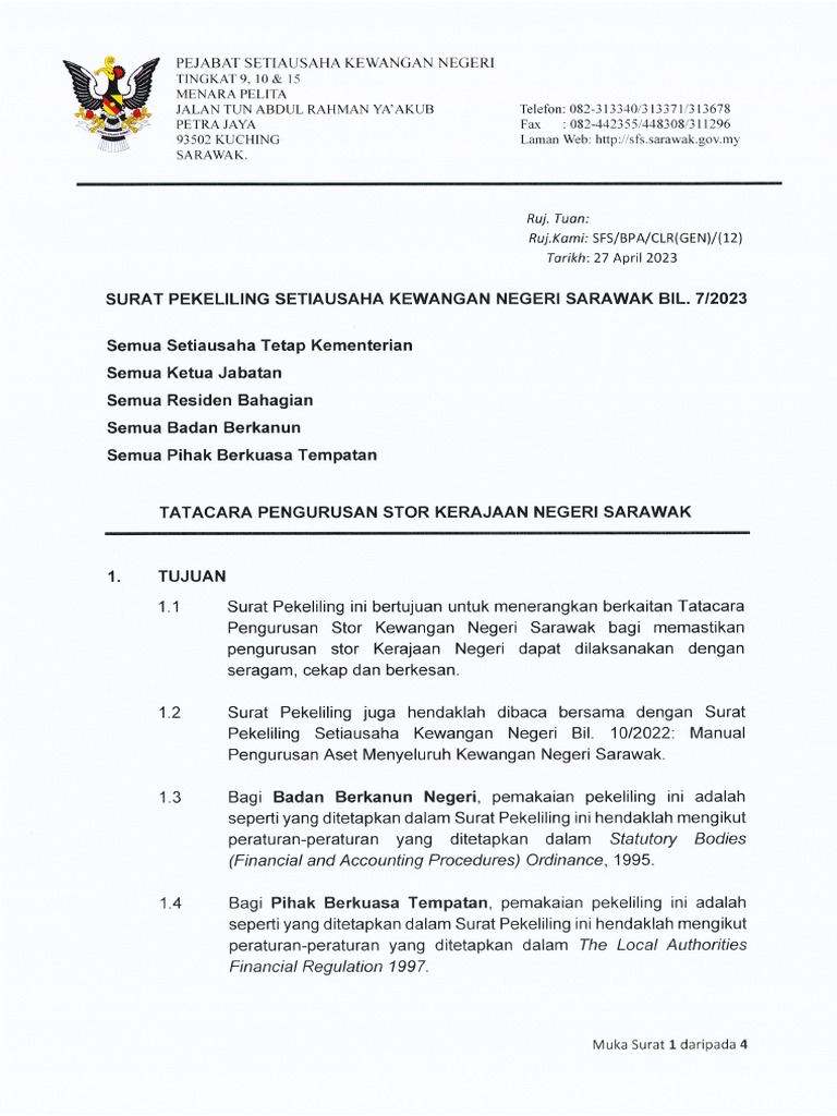 Tatacara Pengurusan Stor 2023 | PDF