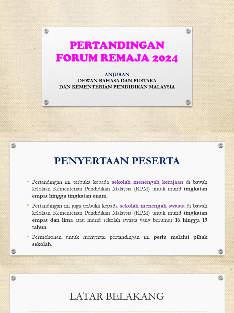 Pertandingan Forum Remaja Tahun 2024-1 | PDF