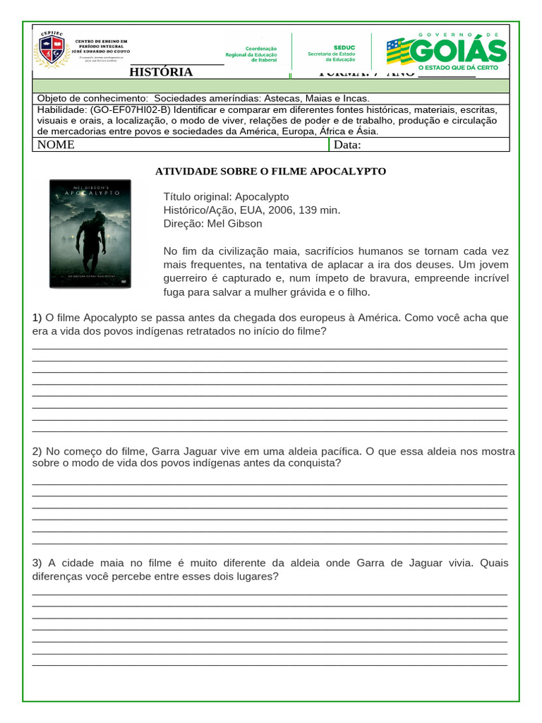 Análise do Filme Apocalypto e Sociedades Indígenas | PDF | Civilização Maia