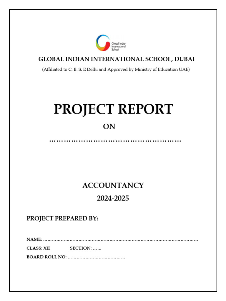 Accountancy Project Report Front Page | PDF