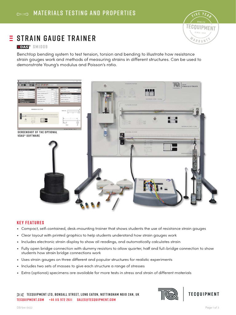 SM1009 Strain Gauge Datasheet | PDF | Young's Modulus | Physical Sciences