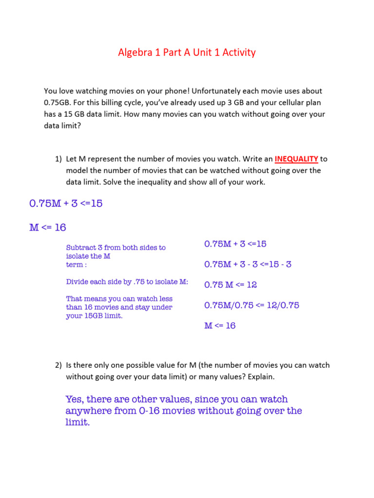 Unit 1 Activity UPDATED PDF | PDF