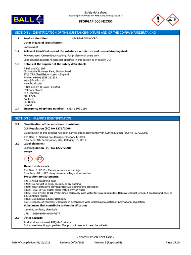 MSDS-Stopgap 500 Micro (Floor Finishing Compound) | PDF | Dangerous ...