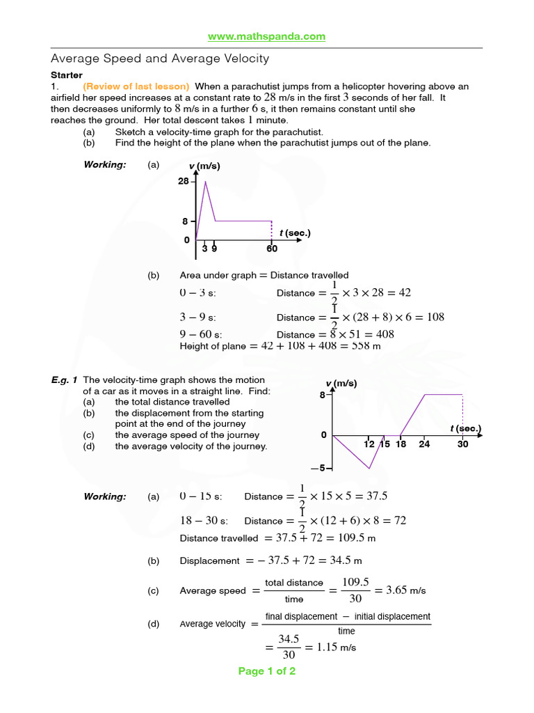 Average_Speed_and_Average_Velocity_WES | PDF | Velocity | Speed