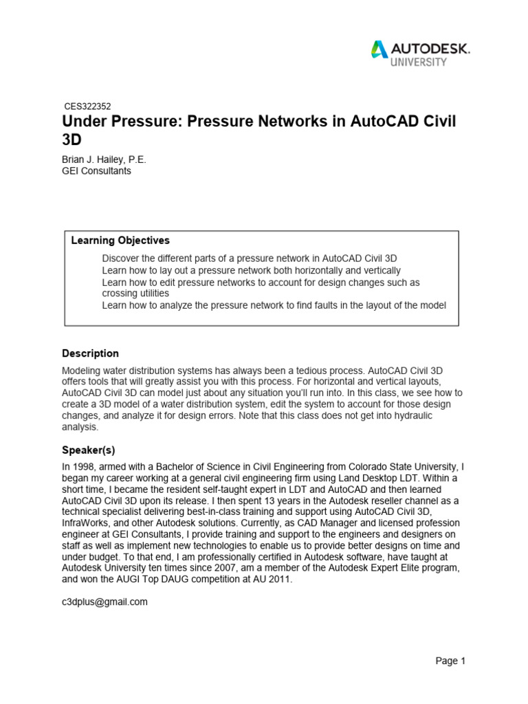 Class Handout CES322352 Brian Hailey | PDF | Auto Cad | 3 D Computer ...
