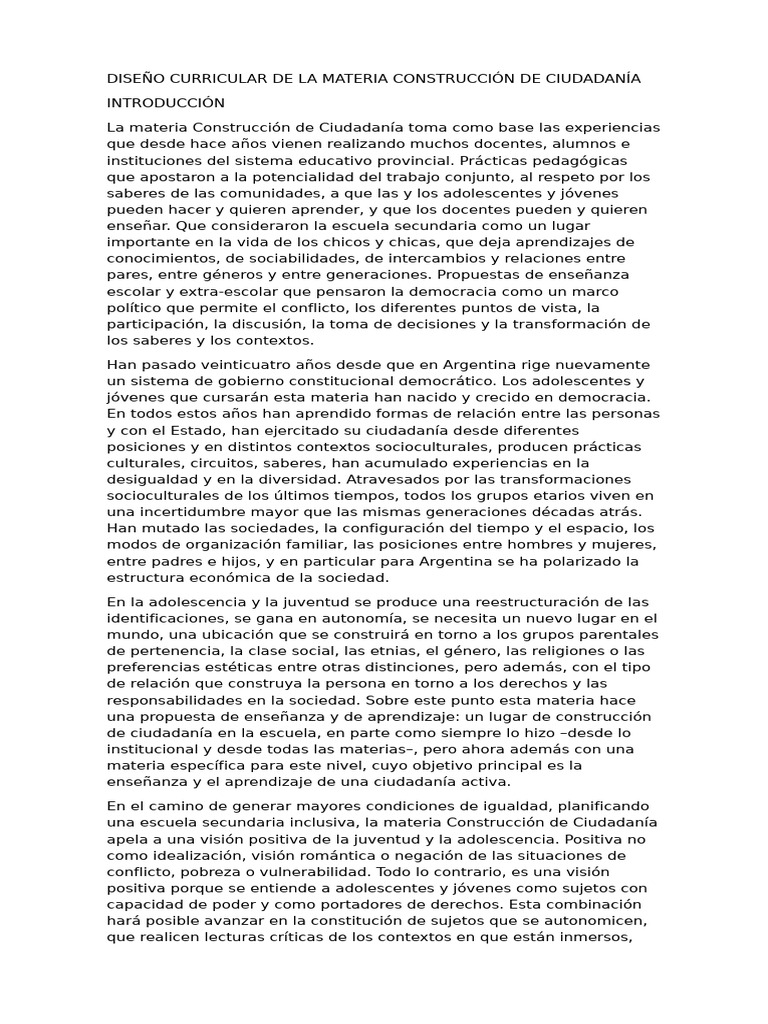 Documento Dis Ciu | PDF | Enseñando | Ciudadanía
