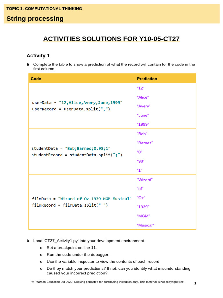 Y10 05 CT27 Activities Solutions | PDF | String (Computer Science) | Computer File