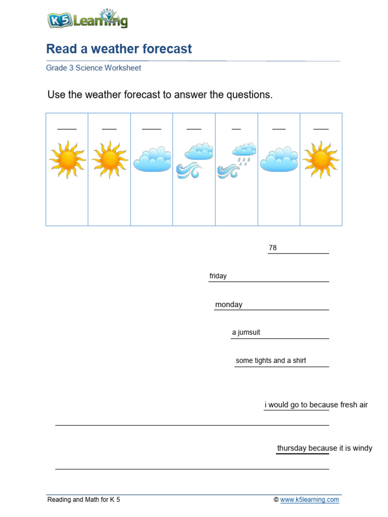 Grade 3 Weather Forecast Worksheet | PDF
