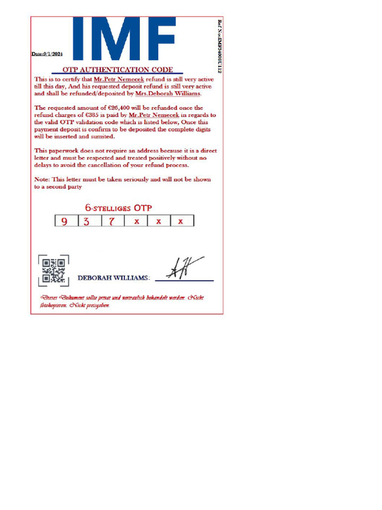 Petr OTP Letter | PDF