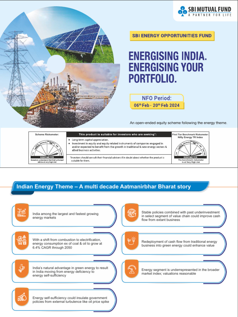 SBI Energy Opportunities Fund-NFO | PDF | Renewable Energy | Climate ...
