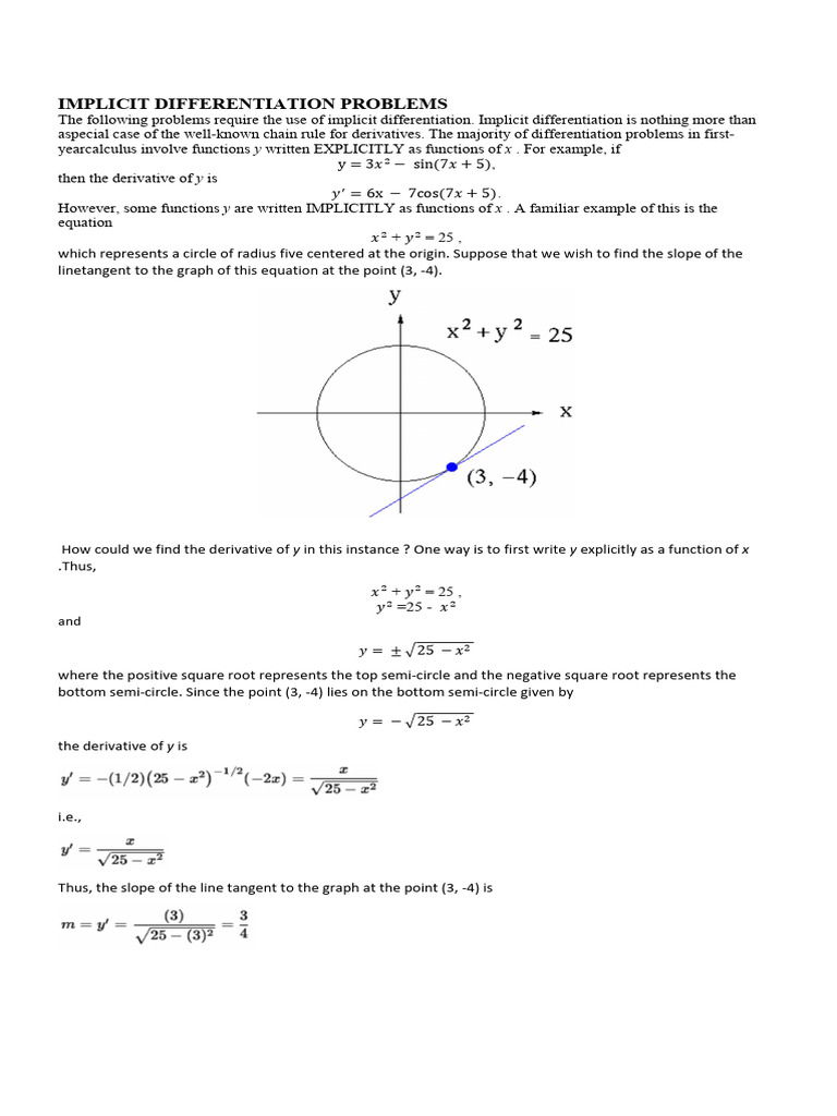 Implicit-Differentiation | PDF | Derivative | Algebra