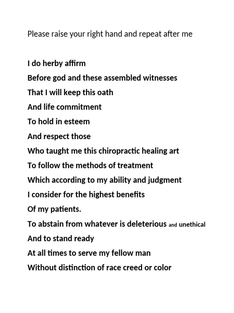 Chiropractic Oath of Commitment | PDF