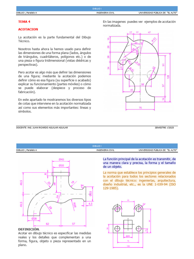TEMA4+dibujo1+paraleloA (Acotacion+2025) | PDF | Dibujo técnico | Geometría