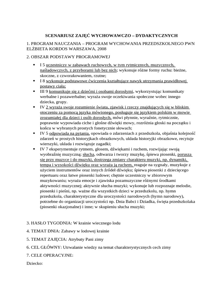 scenariusz zajec | PDF