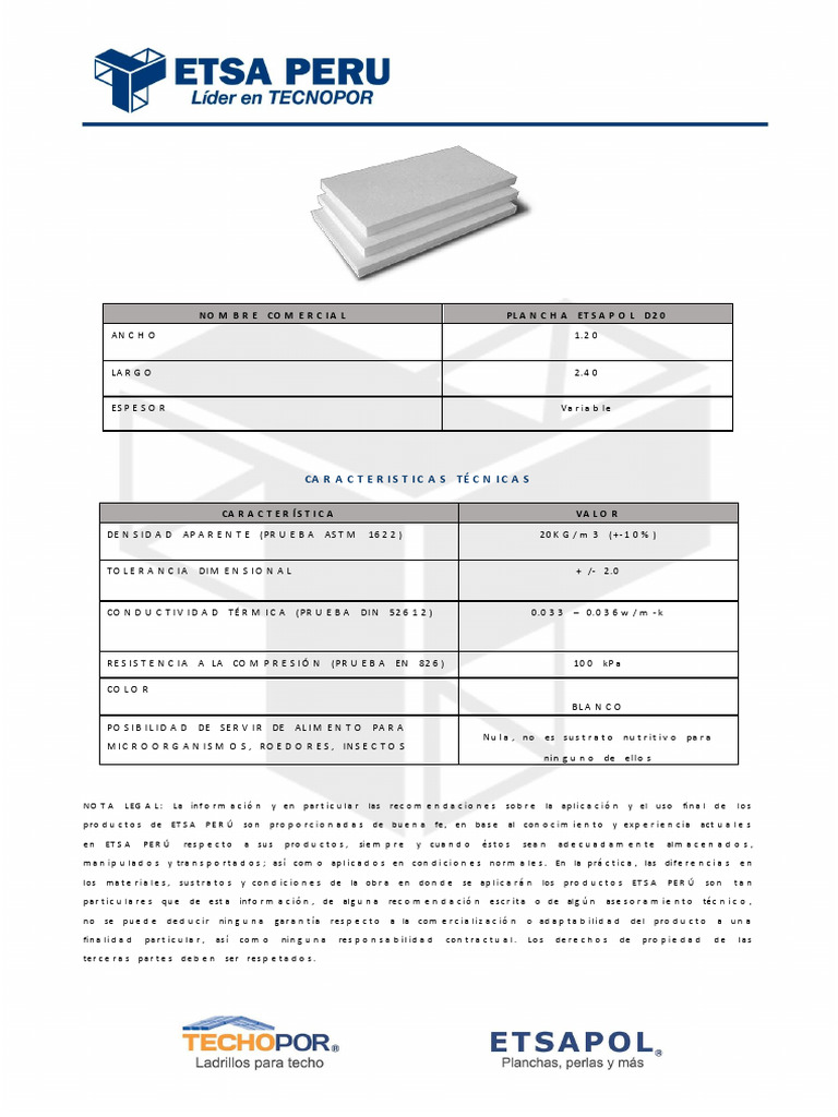 FICHA TECNICA PLANCHA D20-General | PDF