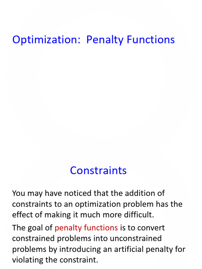 Penalty Functions in Optimization | PDF | Inequality (Mathematics) | Mathematics