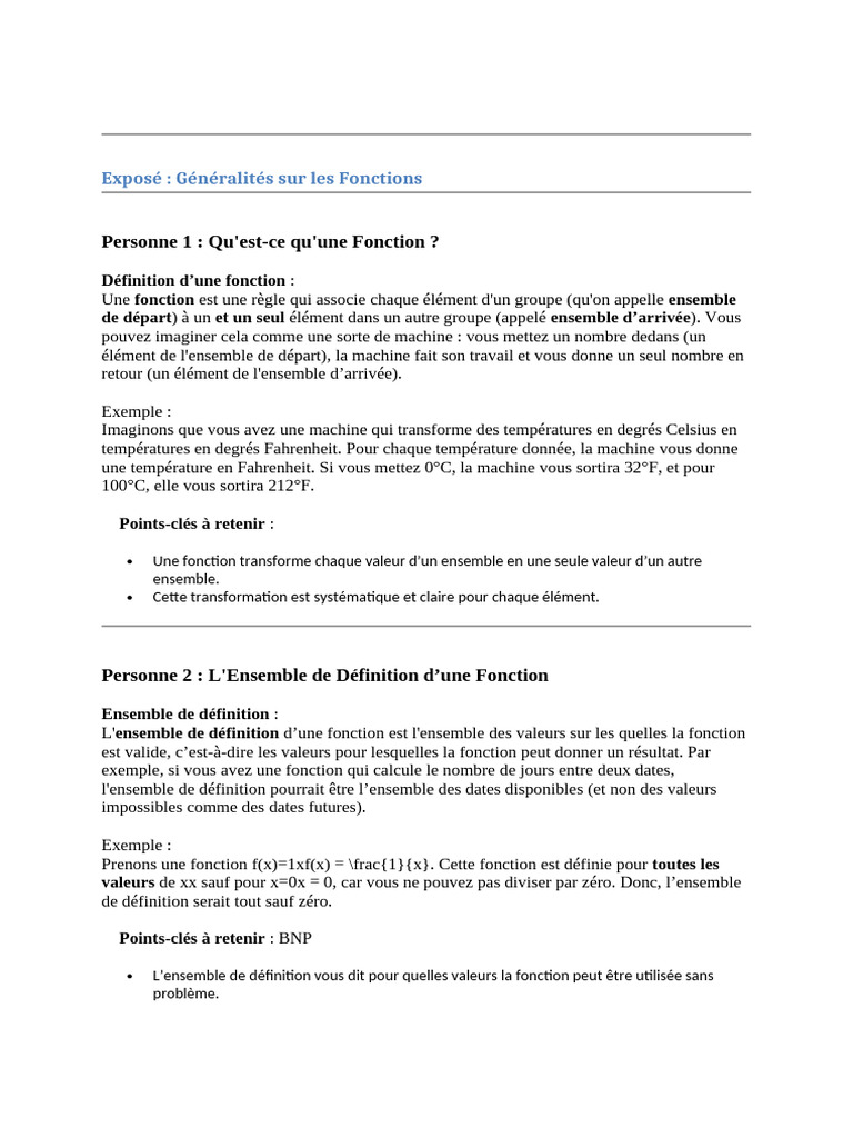 Introduction aux Fonctions Mathématiques | PDF | Température