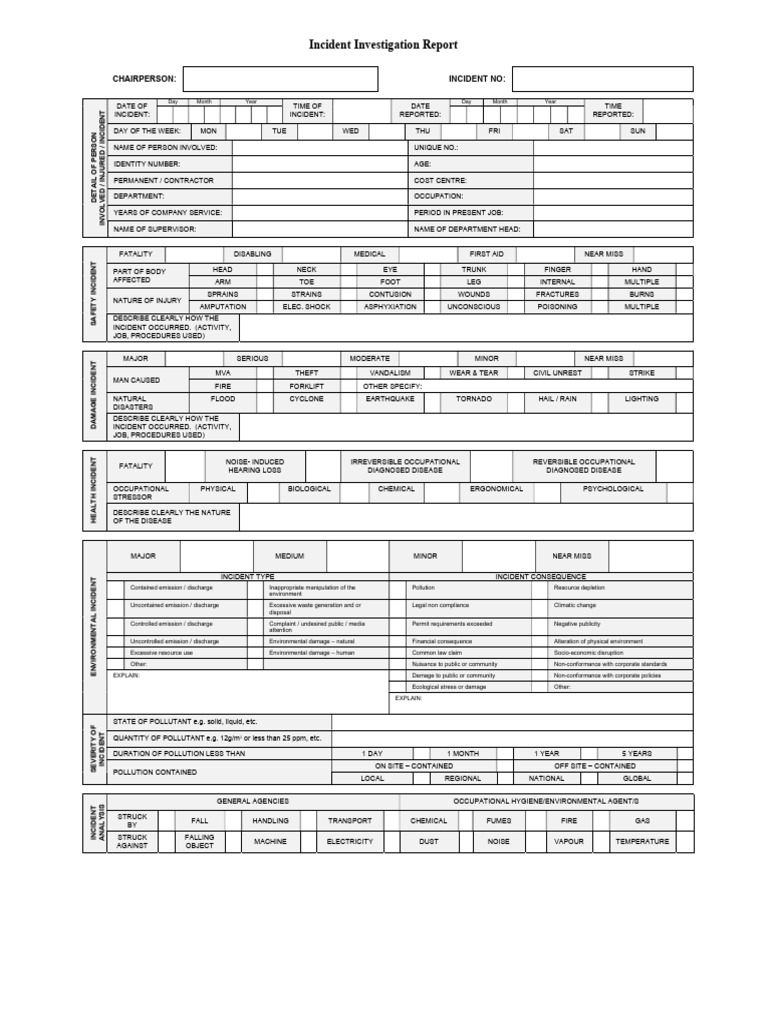 Incident Investigation Report Template | PDF | Personal Protective ...