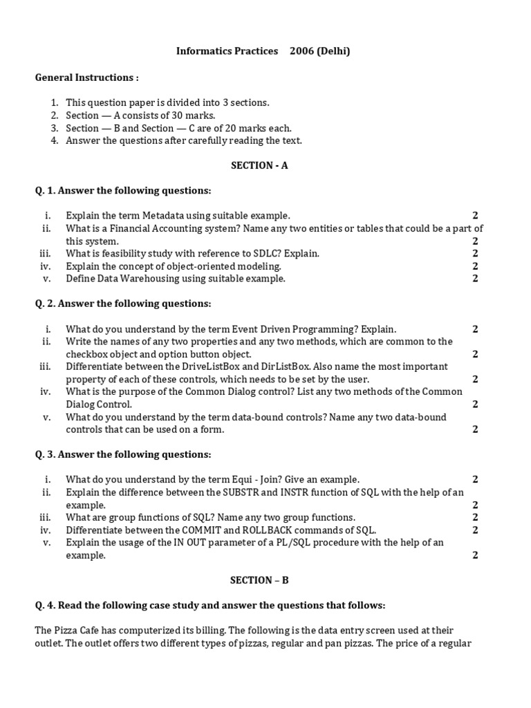 12 2006 Informatics Practices 1 | PDF | Pl/Sql | Programming Paradigms
