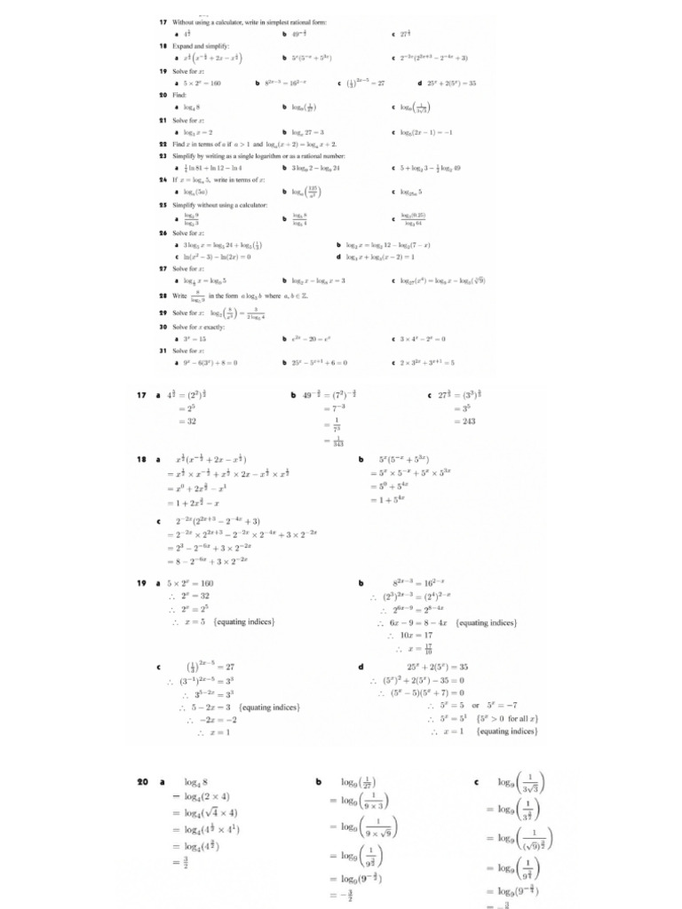 Log and Exp Skills Builder Qs and As | PDF