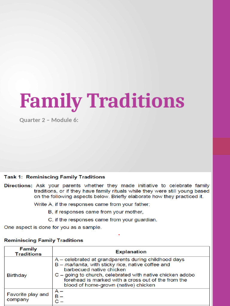 Lesson 5 Family Traditions | PDF