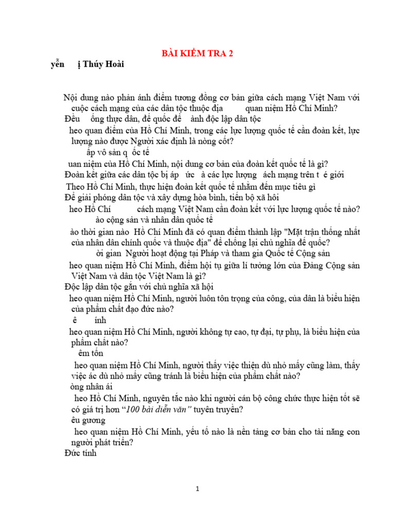 Bài Ktra 2 TTHCM | PDF