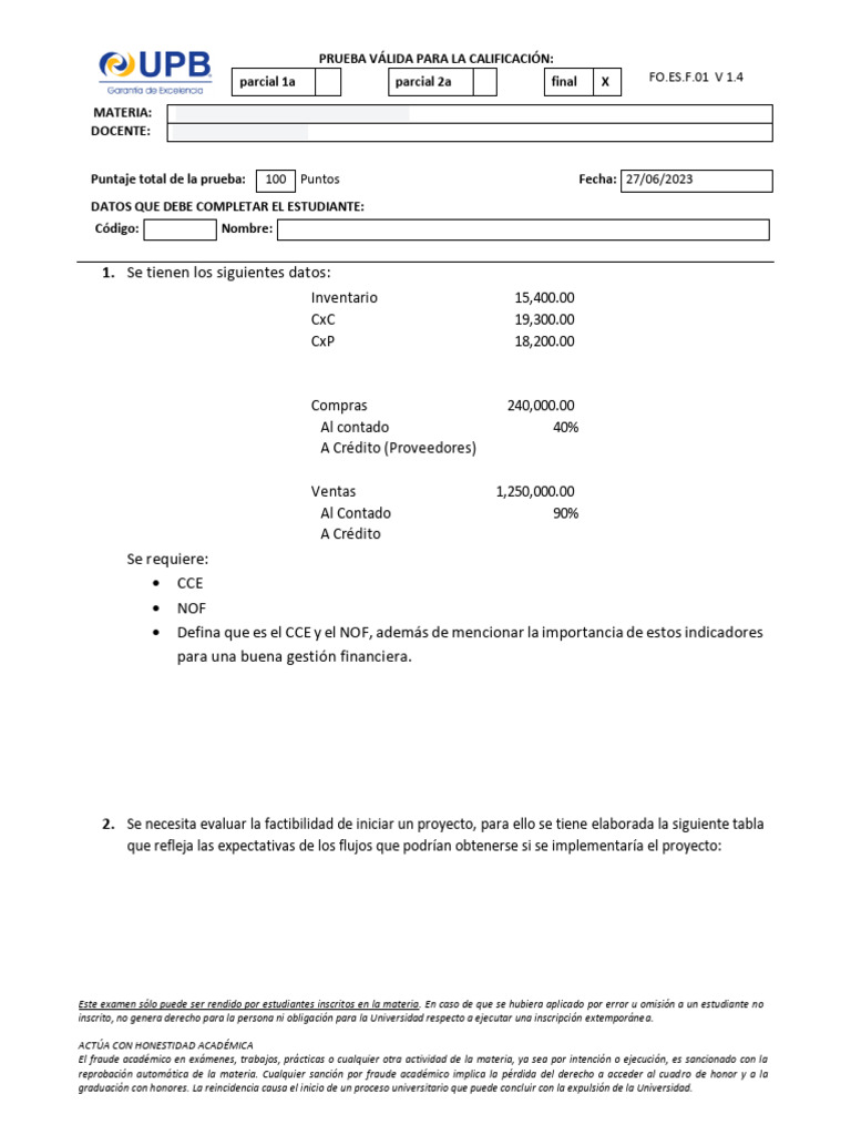 Exámen Final Septiembre Conta 2023 | PDF