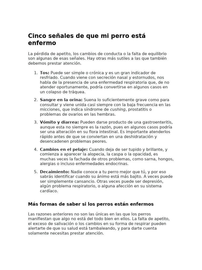 Señales de enfermedad en perros | PDF | Perros | Enfermedades y trastornos