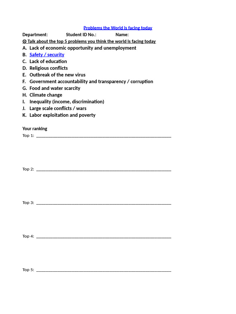 Unit 4 - Problems The World Is Facing Today 3 | PDF