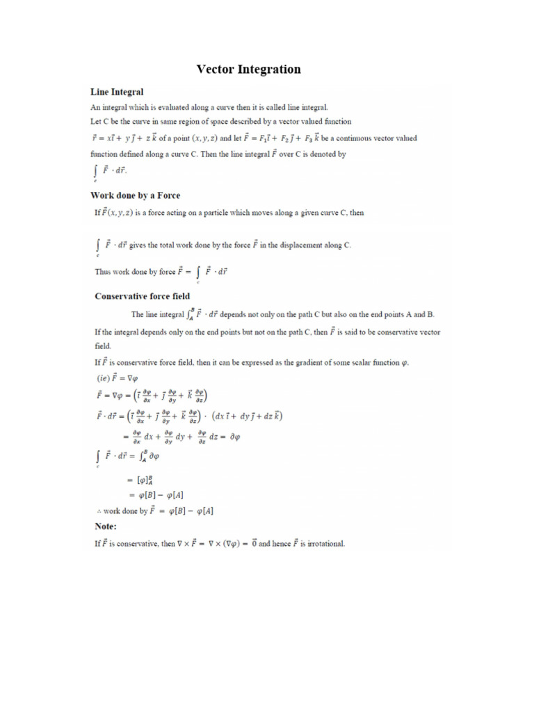 Vector Integration Pdf